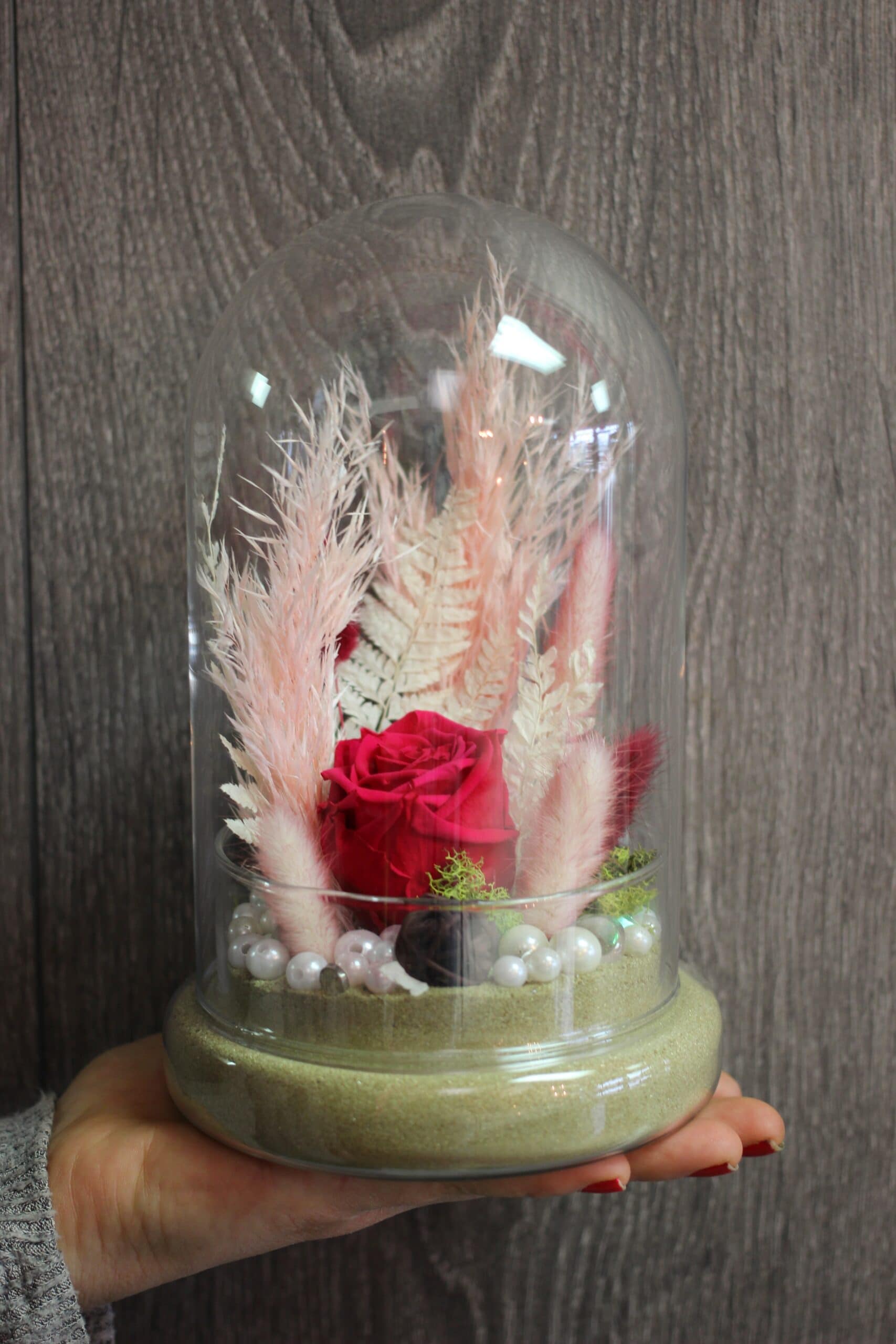 Rose éternelle sous cloche - Fleuriste À chacun sa fleur